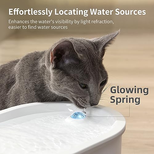 uahpet Cat Water Fountain, Wireless & Battery Operated Pet Fountain for Cats Inside, 67oz/2L Effortless Installation Automatic Water Dispenser