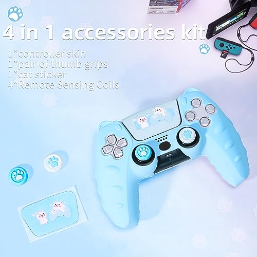 BRHE Cute Cat Claw PS5 Controller Skin - Non-Slip Silicone Protective Cover for PlayStation 5 Wireless Controller with 2 Thumb Grip Caps,1 cat Sticker,4 Remote Sensing Coils
