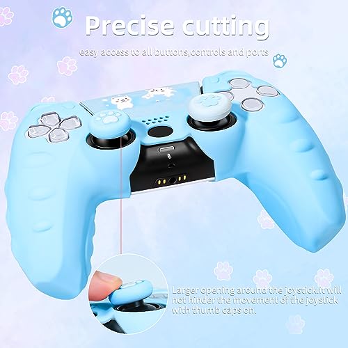 BRHE Cute Cat Claw PS5 Controller Skin - Non-Slip Silicone Protective Cover for PlayStation 5 Wireless Controller with 2 Thumb Grip Caps,1 cat Sticker,4 Remote Sensing Coils
