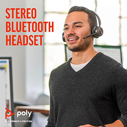 Poly - Voyager 4320 UC Wireless Headset + Charge Stand (Plantronics) - Headphones w/Mic - Connect to PC/Mac via USB-A Bluetooth Adapter, Cell Phone via Bluetooth-Works w/Teams (Certified), Zoom&More