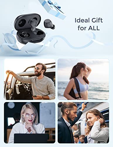 VASSCA Wireless Earbuds, Bluetooth Headphones with Charging Case, & Fast Charge, 25h Playtime, IPX8, Deep Bass, in-Ear Supports Mono Mode, for Music, Calls, and Siri Black