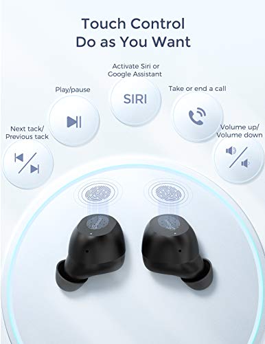 VASSCA Wireless Earbuds, Bluetooth Headphones with Charging Case, & Fast Charge, 25h Playtime, IPX8, Deep Bass, in-Ear Supports Mono Mode, for Music, Calls, and Siri Black