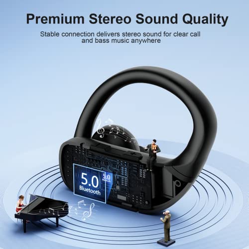 occiam Wireless Earbuds Bluetooth Headphones 48hrs Playback Sport Earphones with LED Display Over Ear Earbuds with Ear Hook Built-in Mic Headset for Workout Black