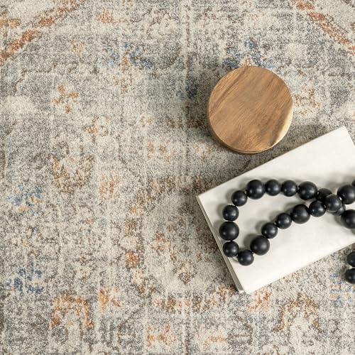nuLOOM 5' x 8' SpinClean Machine Washable Stain-Resistant Area Rug with Non Slip Backing, Low Profile for Living Room, Bedroom, and Dining Room, Jacquie Light Grey