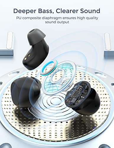 VASSCA Wireless Earbuds, Bluetooth Headphones with Charging Case, & Fast Charge, 25h Playtime, IPX8, Deep Bass, in-Ear Supports Mono Mode, for Music, Calls, and Siri Black