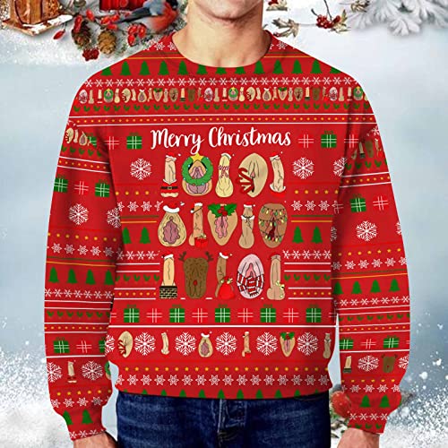 Ugly Christmas Sweatshirts For Men Funny Funny Holiday Pullover Sweater Unique Graphic Top Crewneck Long Sleeve