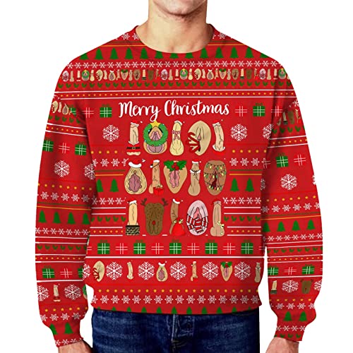 Ugly Christmas Sweatshirts For Men Funny Funny Holiday Pullover Sweater Unique Graphic Top Crewneck Long Sleeve
