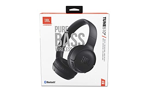 JBL Tune 510BT: Wireless On-Ear Headphones with Purebass Sound - Black (Renewed)