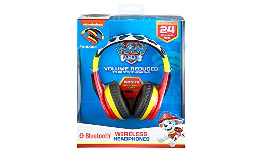 eKids Paw Patrol Kids Bluetooth Headphones, Wireless Headphones with Microphone Includes Aux Cord, Volume Reduced Kids Foldable Headphones for School, Home, or Travel