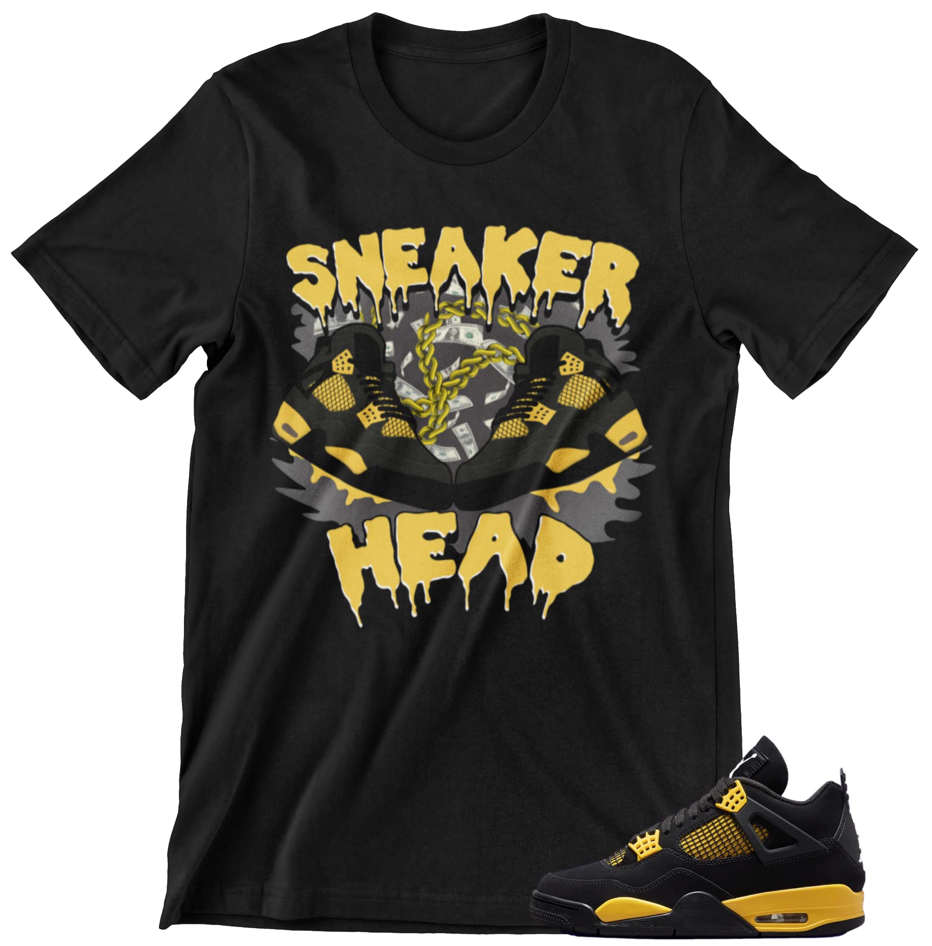 Shirt to Match Jordan 4 Thunder Men's Graphic Tees, Urban Streetwear Clothing