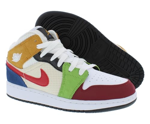 Nike Air Jordan 1 Mid GS White/Gym Red-Black DR6957 100 (us_Footwear_Size_System, Big_Kid, Men, Numeric, Medium, Numeric_4)