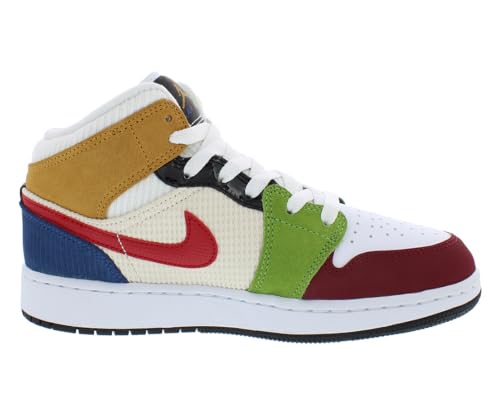 Nike Air Jordan 1 Mid GS White/Gym Red-Black DR6957 100 (us_Footwear_Size_System, Big_Kid, Men, Numeric, Medium, Numeric_4)