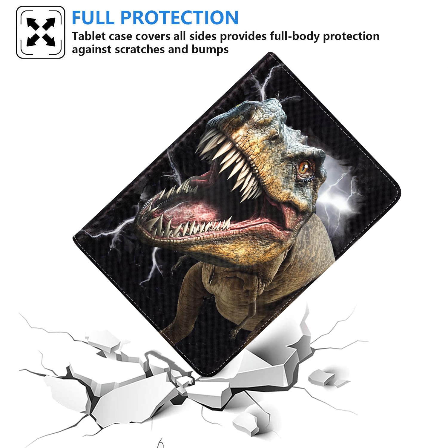 BXIKEOPIU Case for Samsung Galaxy Tab S8 2022 & S7 2020 11 Inch (SM-X700/X706/T870/T875/T878), Slim PU Leather Stand Folio Cover with Auto Sleep Wake, Dinosaur