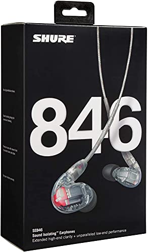 Shure SE846 PRO Wired Earbuds - Professional Sound Isolating Earphones, Four High Definition MicroDrivers and True Subwoofer, Secure In-Ear Fit, Detachable Cable, Durable Quality - Clear (SE846-CL)