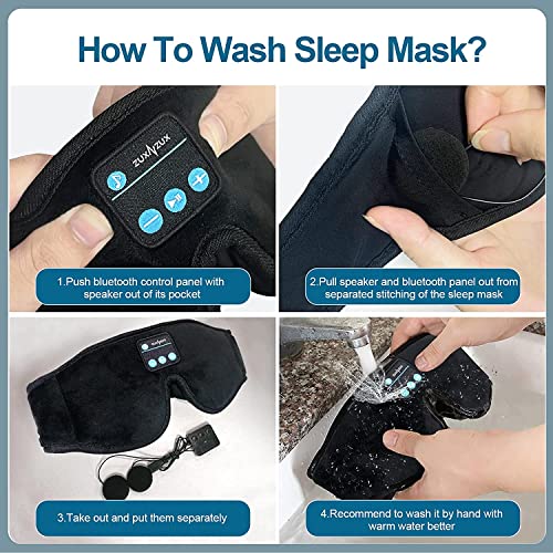 Sleep Headphones Bluetooth 5.2 Wireless 3D Eye Mask, ZUXNZUX Ultra Soft Sleeping Headphones for Insomnia Travel and Side Sleepers (Black)