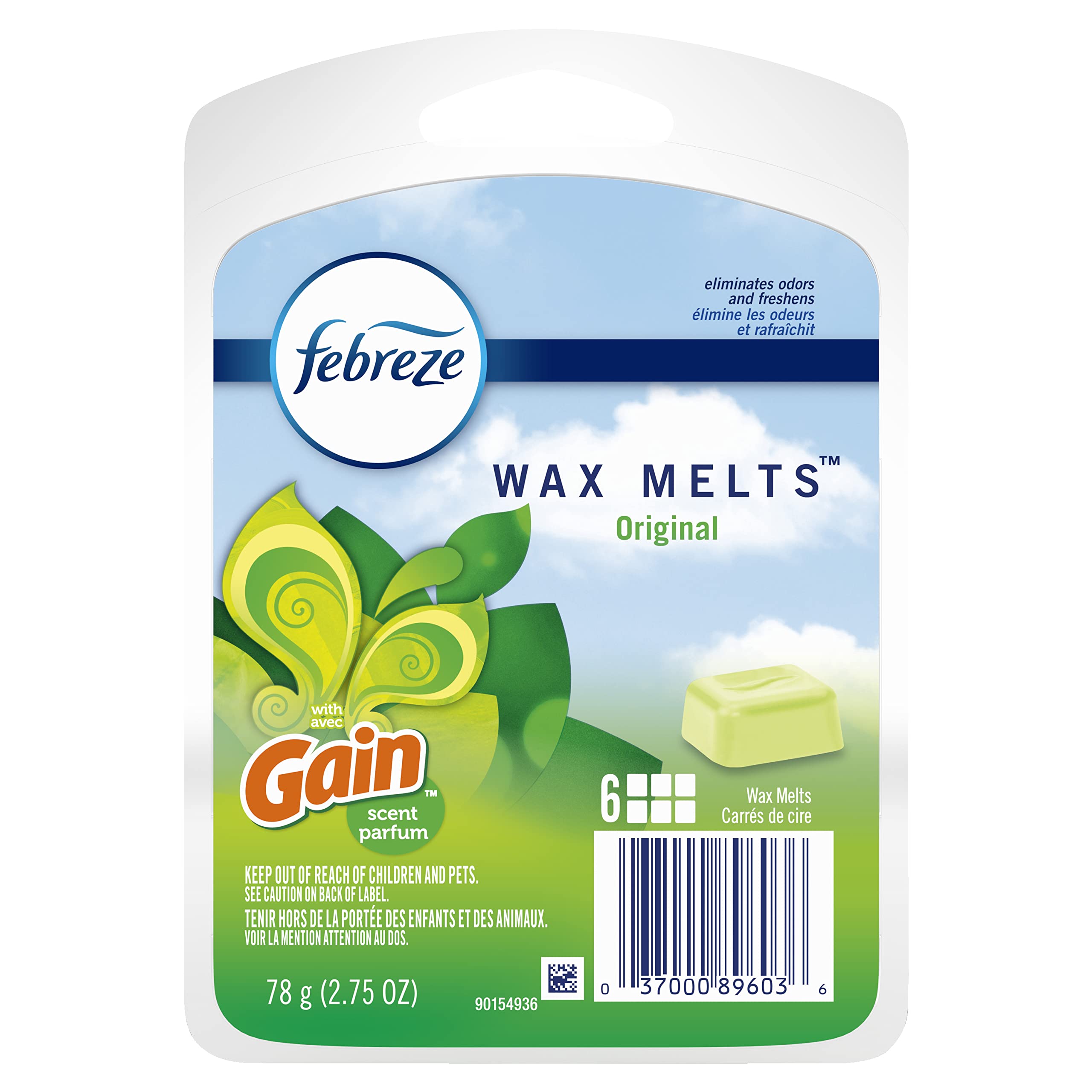 Febreze Odor-Fighting Wax Melts Air Freshener with Gain Original Scent, 6 count
