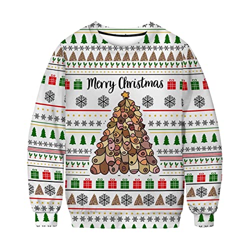 Mens Ugly Christmas Sweatshirt Sweatshirts for Xmas Party Celebration 3D Printed Funny Crewneck Pullover