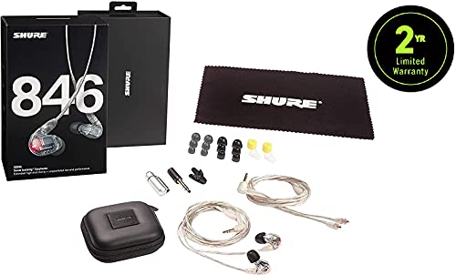Shure SE846 PRO Wired Earbuds - Professional Sound Isolating Earphones, Four High Definition MicroDrivers and True Subwoofer, Secure In-Ear Fit, Detachable Cable, Durable Quality - Clear (SE846-CL)