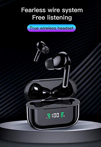 Wireless Earbuds Bluetooth Headphones with USB-C Quick Charging Case in Ear Headset IP6 Waterproof LCD Display Premium Sound Deep Bass Ear Buds Sweat Resistant Earphones for Sports/Working (Black)