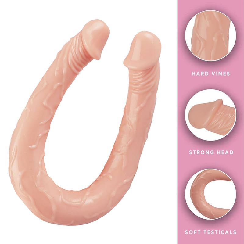 Exquisite 18.11 inches Double Headed Silicone Strong Suction Cup for Hands-Free Realistic Classic Double-Ended Wand Tool for Female Beginners - XjmFx26-2