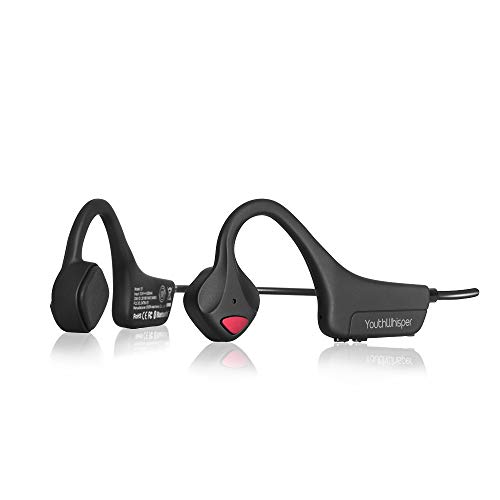 YouthWhisper Bone Conduction Headphones Bluetooth, Wireless Open-Ear Headset with Microphones,Titanium Lightweight Sweat Resistant, Answer Phone Call Sports Earphones for Running Hiking Bicycling