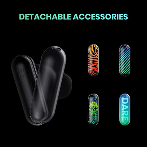 HHOGene GPods Premium Set,Wireless Earbuds with Light Control and 4 Earbuds Shells,Noise Cancelling Bluetooth Earphones with Immersive Sound,Fast Charging Case,Touch Control,Built-in Microphone,Black