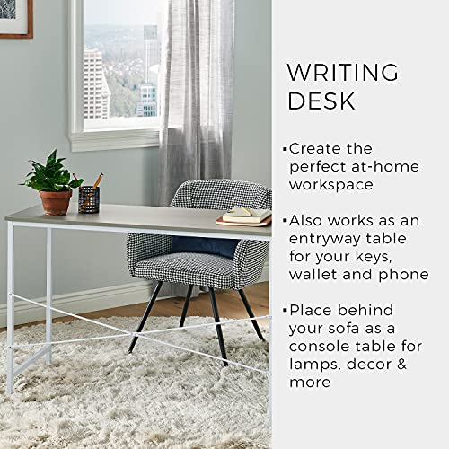 ClosetMaid Writing Desk or Console Table for Office, Entryway or Living Room, Industrial Modern Design, Wood with White Metal Frame, Smoky Taupe