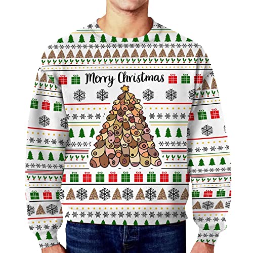 Mens Ugly Christmas Sweatshirt Sweatshirts for Xmas Party Celebration 3D Printed Funny Crewneck Pullover