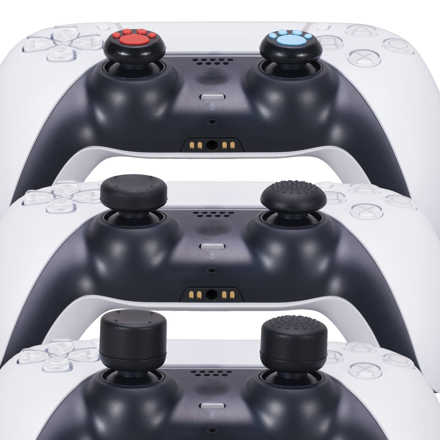 YoRHa Water Transfer Printing Silicone Thickened Cover Skin Case for PS5 Controller x 1(Blue Graffiti) with Thumb Grips x 10