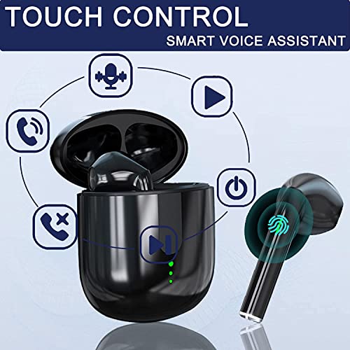 Wireless Earbuds,Bluetooth 5.3 Noise Cancelling Earbuds,Bluetooth Headphones 3D HIFI Stereo Bass, IPX7 Waterproof Sports Touch Control with USB-C Fast Charge Mini Charging Case for Android ios