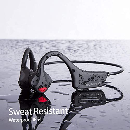 YouthWhisper Bone Conduction Headphones Bluetooth, Wireless Open-Ear Headset with Microphones,Titanium Lightweight Sweat Resistant, Answer Phone Call Sports Earphones for Running Hiking Bicycling