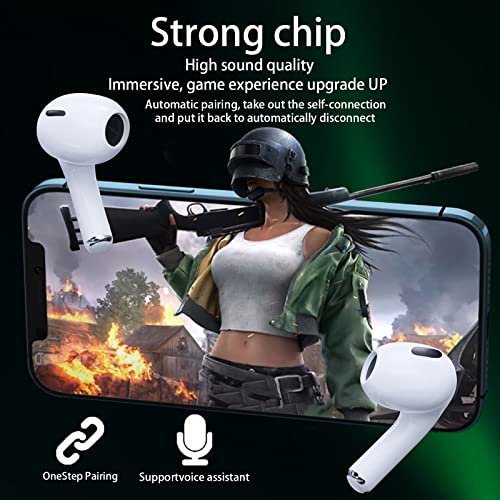 True Wireless Earbuds Bluetooth 5.3 Light Weight Deep Bass IPx7 Waterproof Sports Long Playtime Lightning Mini Charging Case Ear Buds Built-in Mic for Android Phone Mic Noise Reduction