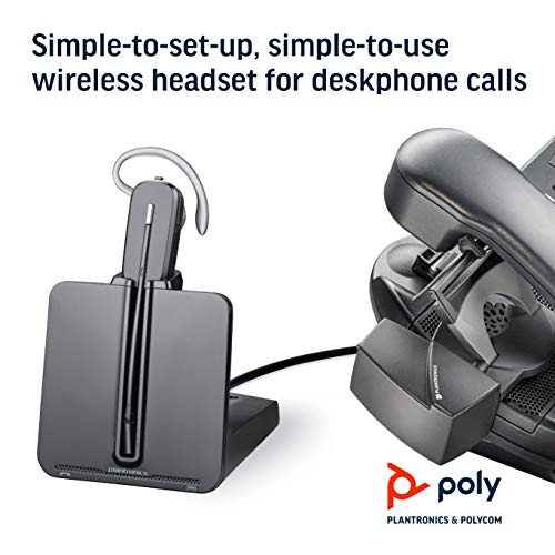 Plantronics - CS540 Wireless DECT Headset (Poly) - Single Ear (Mono) Convertible (3 wearing styles) - Connects to Desk Phone - Noise Canceling Microphone