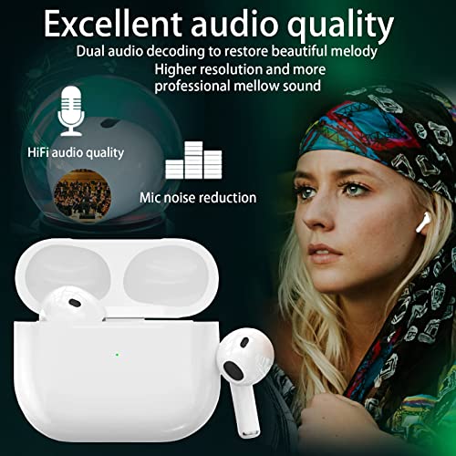 True Wireless Earbuds Bluetooth 5.3 Light Weight Deep Bass IPx7 Waterproof Sports Long Playtime Lightning Mini Charging Case Ear Buds Built-in Mic for Android Phone Mic Noise Reduction