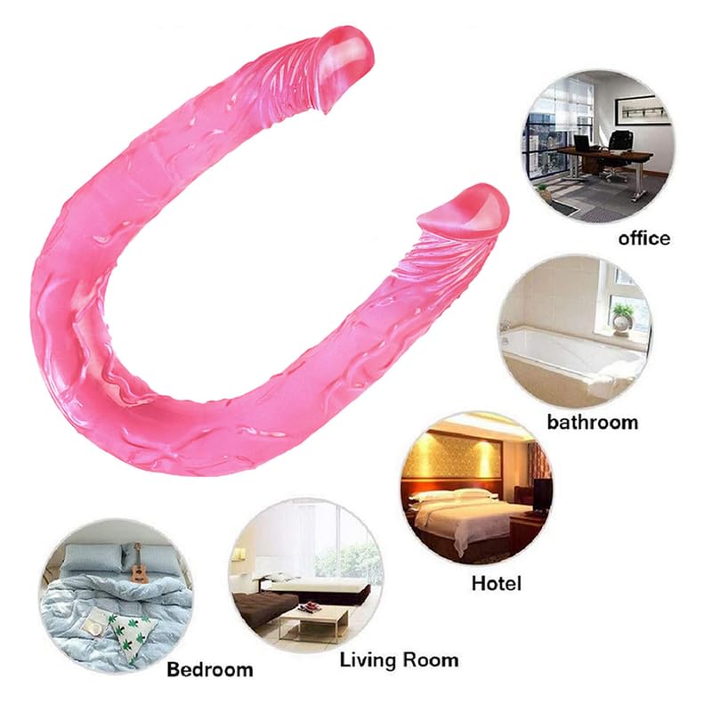 Non-irritating 18.11 inches Silicone Material Double Headed Silicone Strong Suction Cup for Hands-Free Realistic Classic Double-Ended Wand for Women - XjmFx26-2