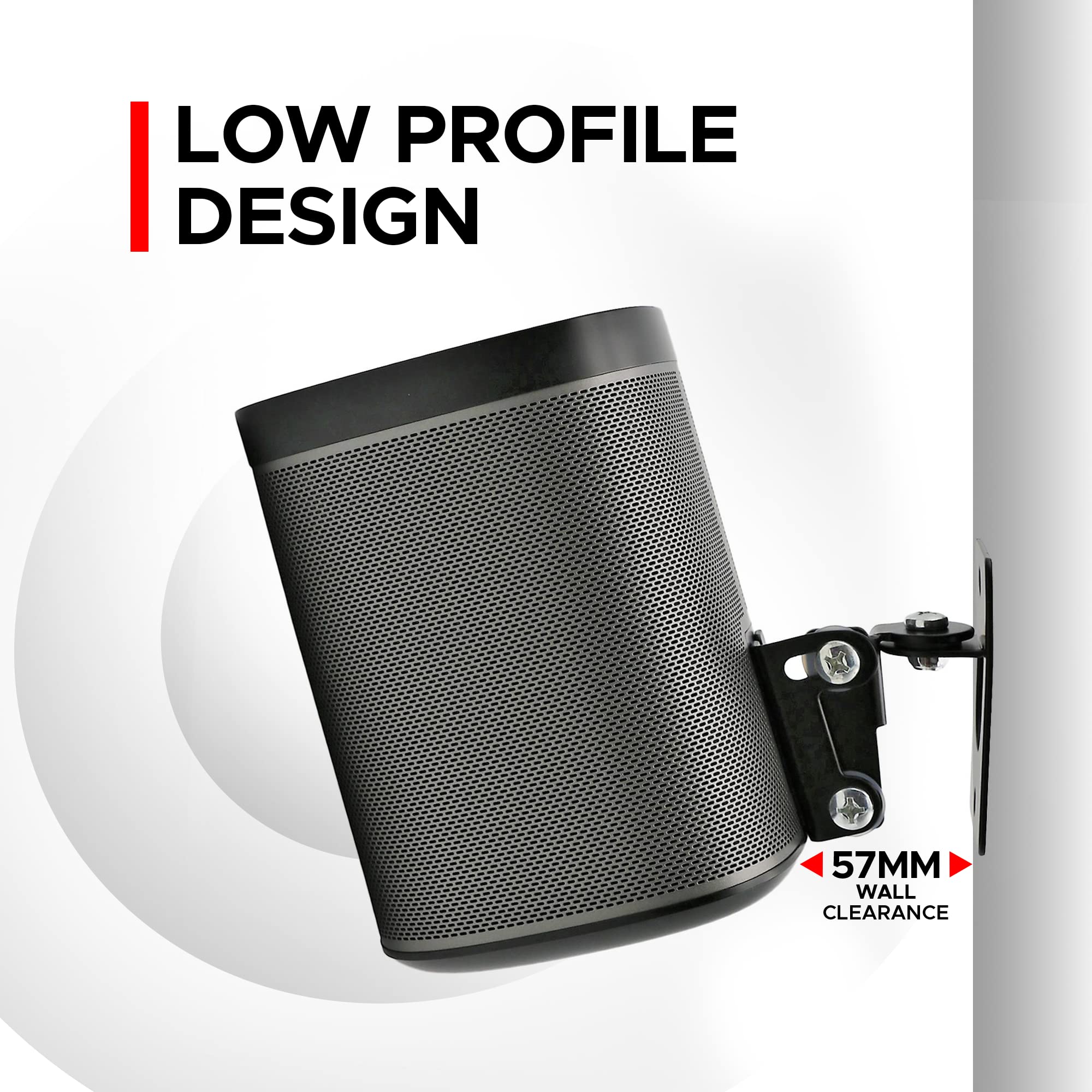 Play 1 Wall Mount, Black, Pair, Compatible with Sonos Play:1 Only, Twin Pack, Adjustable Swivel & Tilt Mechanism, 2 Mounting Brackets Includes All Fixings