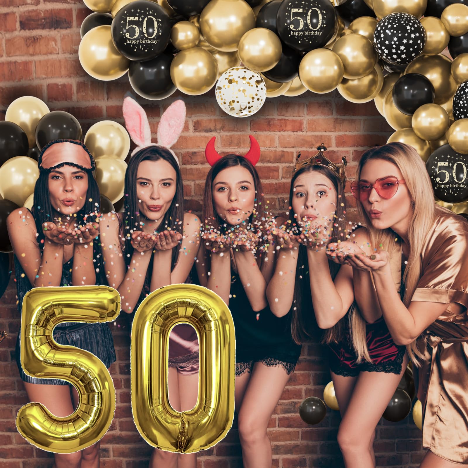 50th Birthday Decorations for Men Women, Black and Gold 50th Birthday Balloons Set Party Decorations with Happy 50th Birthday Decorations Banner,Black and Gold Balloons for 50th Birthday Party
