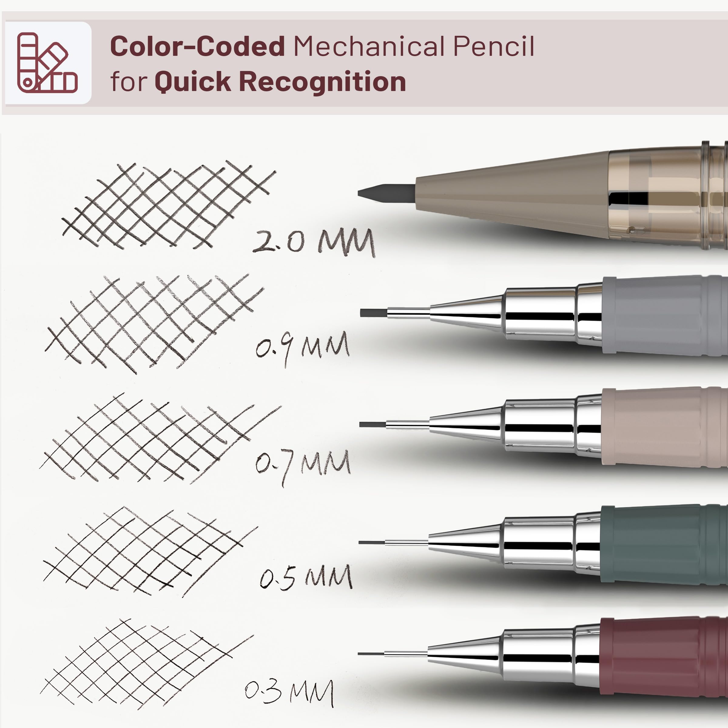 Mr. Pen- Mechanical Pencil Set with Leads and Eraser Refills, 5 Sizes - 0.3, 0.5, 0.7, 0.9 and 2 Millimeters, Sketching Pencils, Drafting Pencil, Mechanical Pencils for Drawing and Sketching
