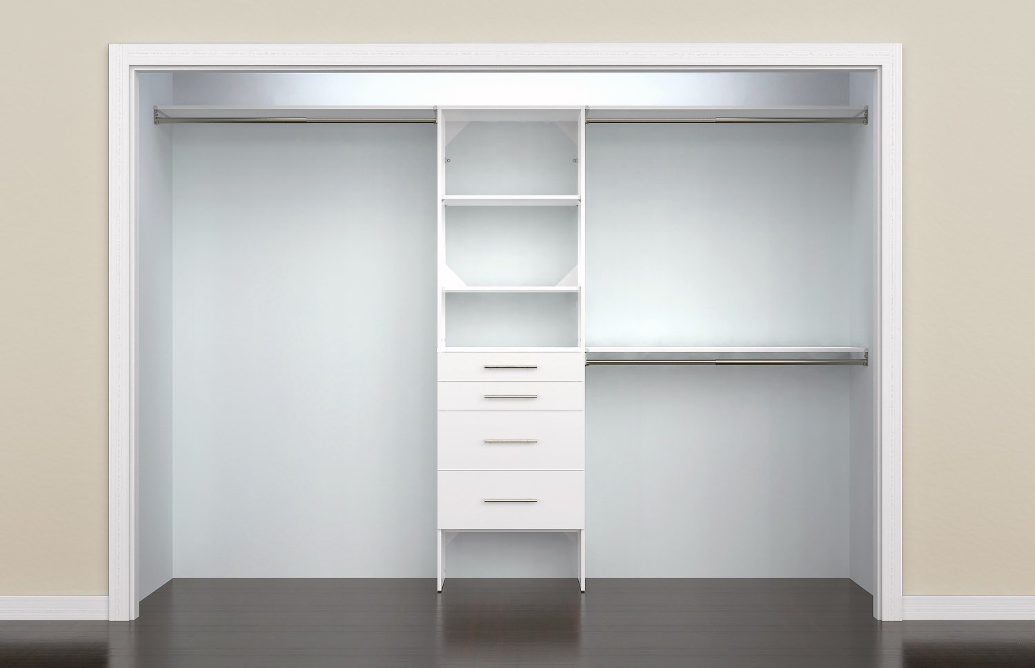ClosetMaid 1937140 SuiteSymphony Modern 25-Inch Closet Organizer with Shelves and 4-Drawers, Pure White