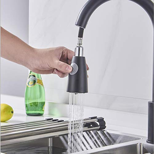 Kitchen Sink Faucet for Bar Farmhouse Commercial, Black Kitchen Faucets, Silver Single Handle Pull Out Kitchen Tap, Single Hole 1 Handle, Swivel 360 Degree Water Mixer Tap (Color : Black)