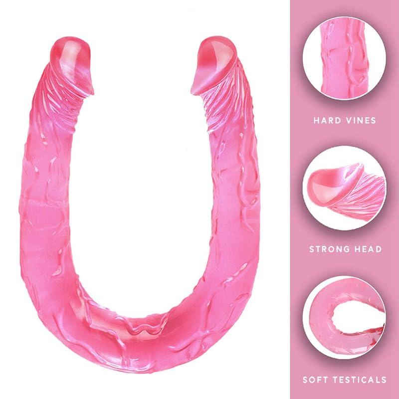 Non-irritating 18.11 inches Silicone Material Double Headed Silicone Strong Suction Cup for Hands-Free Realistic Classic Double-Ended Wand for Women - XjmFx26-2