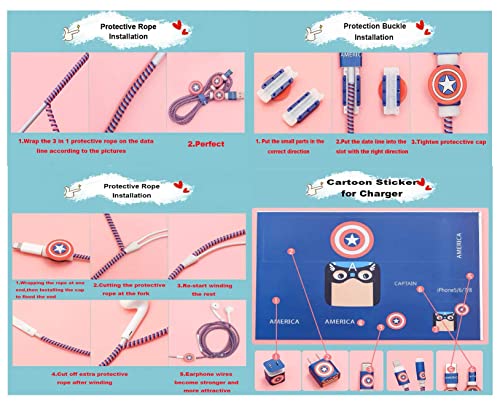 [2023 Upgrade Styles] DIY Protector Stitch Set,Data Cable USB Charger Data Line Earphone Wire Saver Protector Compatible for iPhone 7 8 Plus X iPad iPod iWatch Series (Stitch)