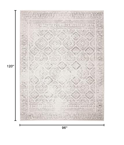 SAFAVIEH Tulum Collection Area Rug - 8' x 10', Ivory & Grey, Moroccan Boho Distressed Design, Non-Shedding & Easy Care, Ideal for High Traffic Areas in Living Room, Bedroom (TUL264A)