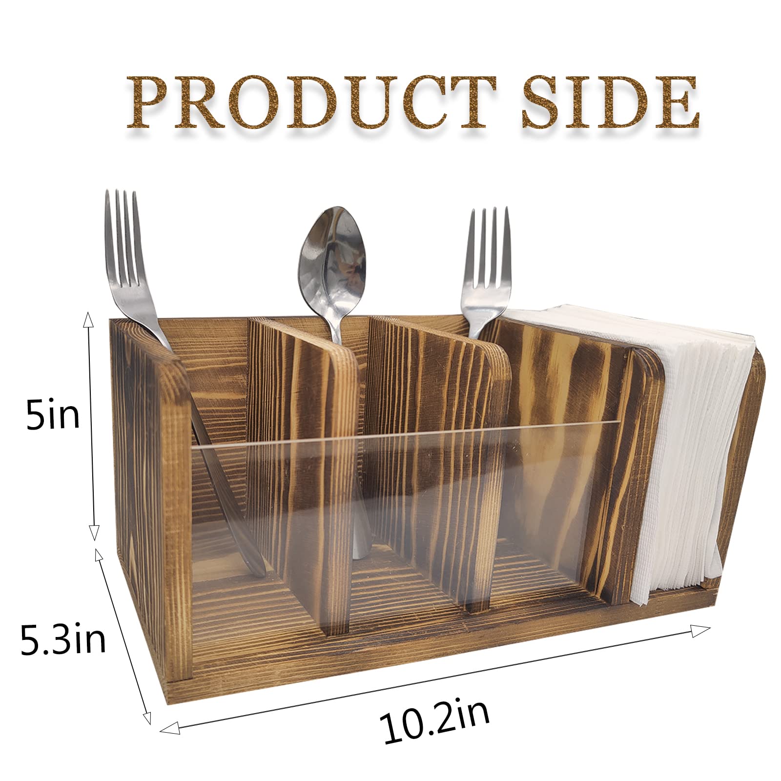 Oboase Wooden Utensil Holder, Utensil Caddy with Napkin Holder, Large Utensil Holder, Silverware Caddy, Kitchen Utensil Holder Organizer for Countertop,Outdoor, Party and Cooking Tools Storage