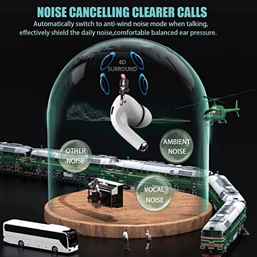 EEAABBR True Wireless Earbuds Bluetooth 5.3 in Ear Noise Cancelling IPx7 Waterproof Portable Charging Case Immersive Sound Deep Bass Touch Earphones Sport Headphone for iPhone Android