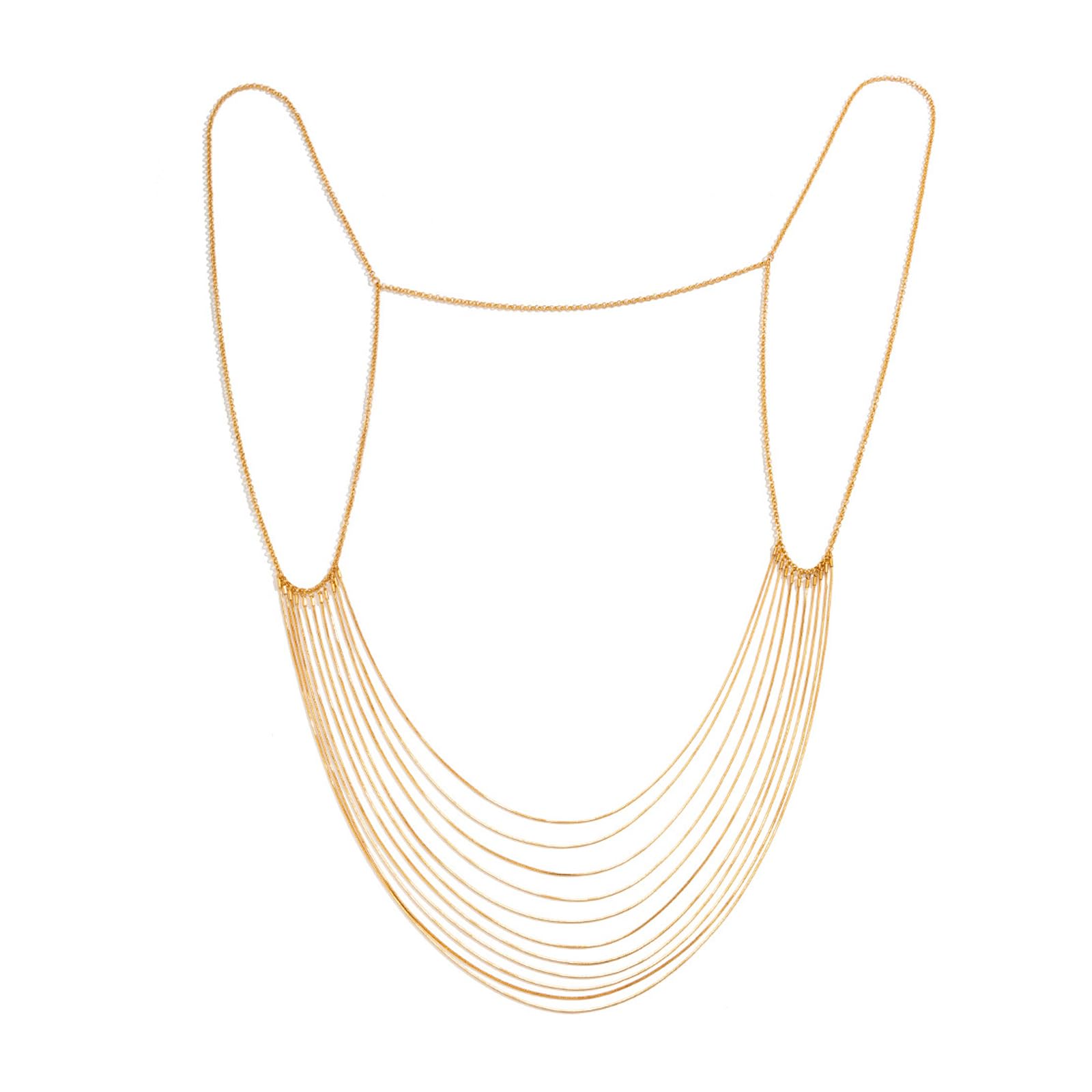 Summer Multi-layer Harness Chest Body Chain Metal Tassel Shoulder Body Chain Bikini Beach Bra Body Chain Bridal Wedding Back Chain Necklace Jewelry for Women