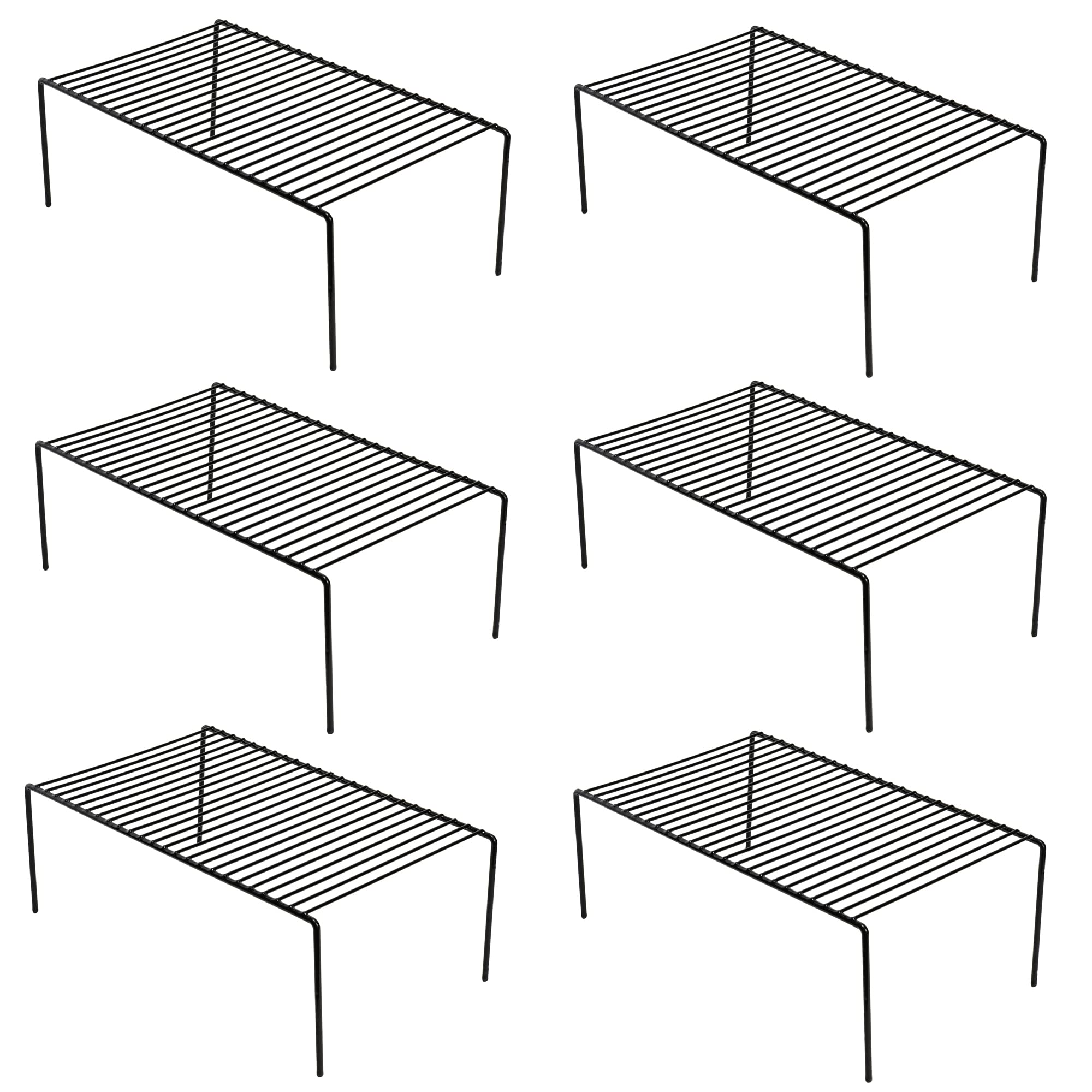 iPEGTOP 6 Pack Large (15.7 x 9.4 Inch) Freezer Cabinet Storage Shelf Rack, Rustproof Stainless Steel Kitchen Organizer Space Saver for Fridge Pantry Shelves Countertops - White