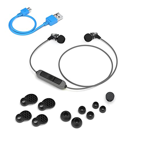 JLab Metal Bluetooth Wireless Rugged Earbuds | Titanium 8mm Drivers | 6 Hour Battery Life | Noise Isolation | Bluetooth 5.0 | IP55 Sweat Proof Rating Extra Gel Tips & Cush Fins | Gunmetal…