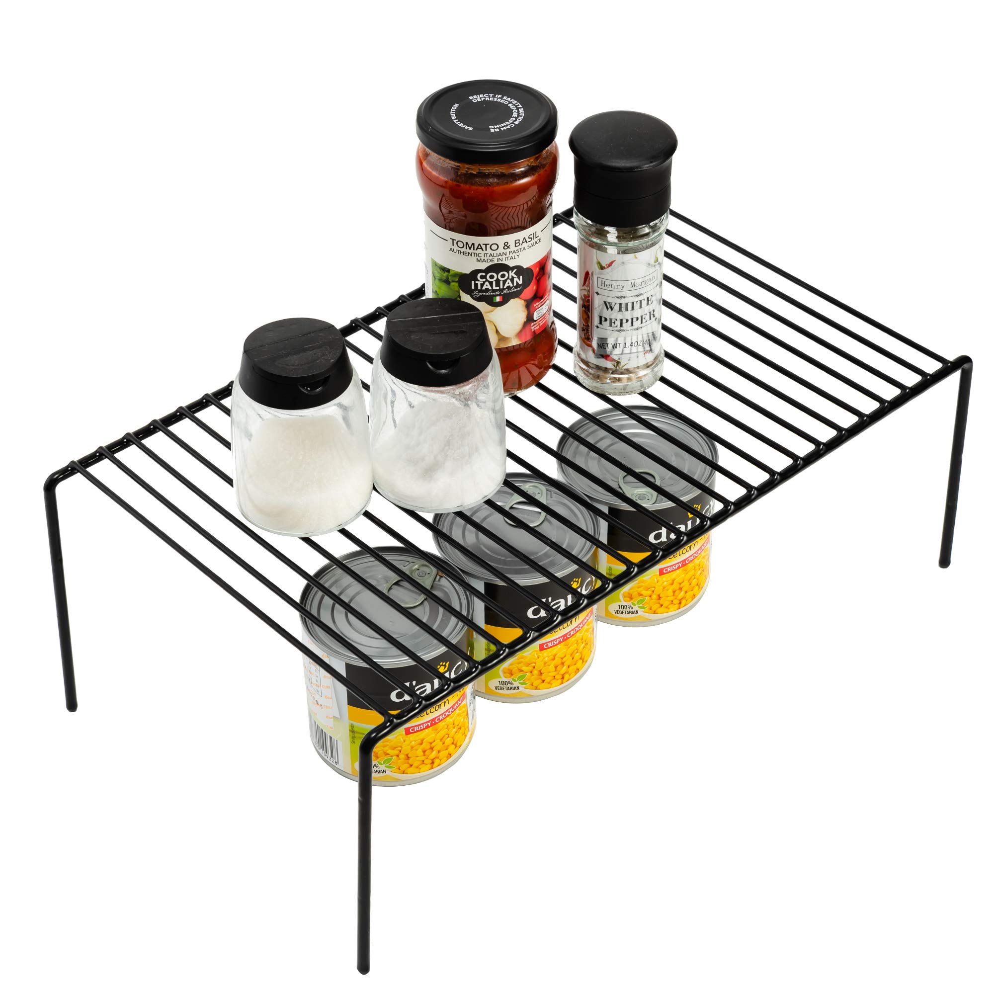 iPEGTOP 6 Pack Large (15.7 x 9.4 Inch) Freezer Cabinet Storage Shelf Rack, Rustproof Stainless Steel Kitchen Organizer Space Saver for Fridge Pantry Shelves Countertops - White