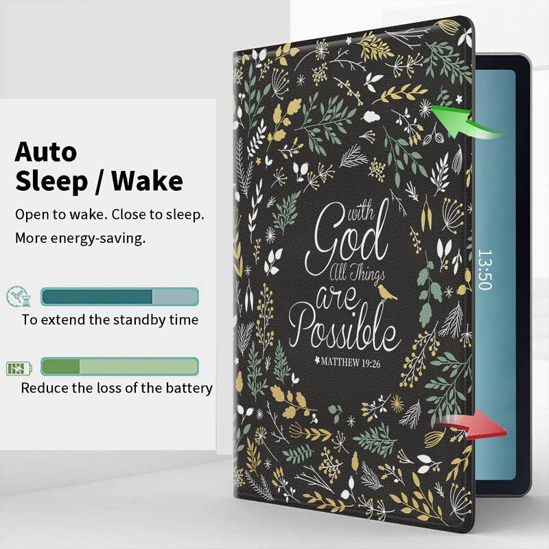EDGFRTOIO for Galaxy Tab S8 2022 Case/Galaxy Tab S7 Tablet Case 2020 11", Slim Folio Stand Multi-Angle Auto Sleep/Wake Leather Cover for Samsung Galaxy Tab S8 11 Inch, Bible Quote Matthew 19:26
